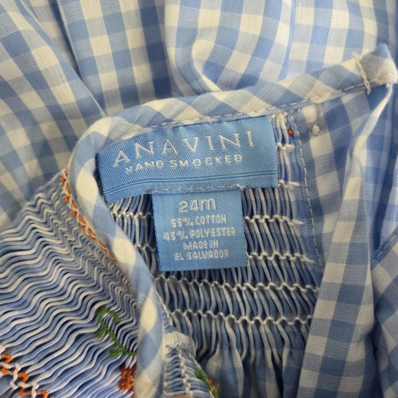 ANAVINI | Dresses | Nwt Anavini Hand Smocked Gingham Pumpkin Blue White ...
